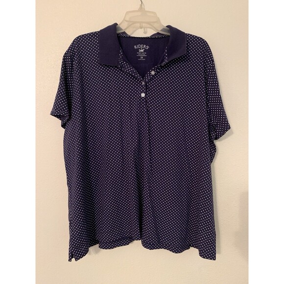 Riders by Lee | Tops | Riders By Lee Instantly Slims You Blue Polka Dot ...